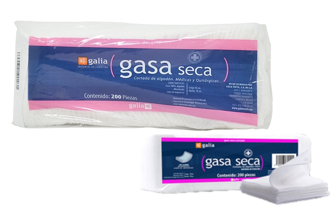 GASA NO ESTERIL 10X10 CM PAQ/200 GALIA 12 CAPAS – Insumos Médicos Querétaro